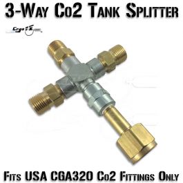 Co2 3-way Tank Splitter, CGA-320 3-way "T", CGA-320 3 way Splitter, Co2 ...